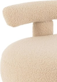 Béžová kulatá stolička s opěrkou Teddy Bouclé Beige - Ø 52*49 cm