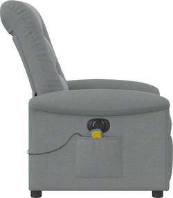 Elektrické masážní polohovací křeslo světle šedé textil 3303244