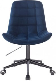 LuxuryForm Židle PARIS VELUR na černé podstavě s kolečky - modrá
