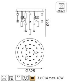 ACA DECOR Stropní svítidlo SOMER max. 3x40W/E14/230V/IP20