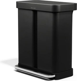 Matně černý ocelový odpadkový koš 34+24 l na tříděný odpad/nášlapný – simplehuman