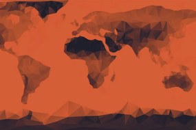 Tapeta oranžová mapa v polygonálním stylu - 450x300 cm
