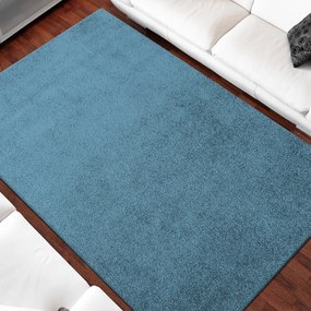 Stylový jednobarevný koberec shaggy modré barvy Šířka: 120 cm | Délka: 170 cm