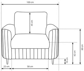 Křeslo LAREN | 100 cm | glamour styl | VÝBĚR LÁTEK