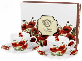 DUO CLASSIC POPPIES Šálek s podšálkem 90 ml - set 2 ks