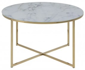 Konferenční kulatý stolek Alisma 2 mramor bílý/zlatá