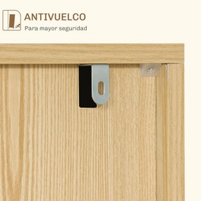 HOMCOM Kuchyňská komoda se 3 dvířky v herringbone vzoru, dřevěnými nohami a nastavitelnými policemi | Bufetový nábytek do jídelny a obývacího pokoje …