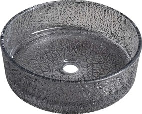 Sapho Beauty - Umyvadlo na desku průměr 40 cm, bez přepadu, bez otvoru pro baterii, sklo/černá TY323B