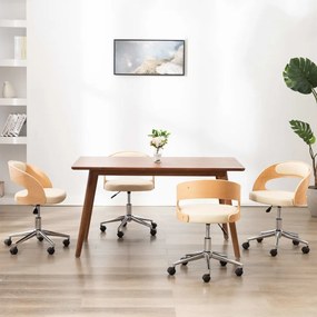 vidaXL Otočné jídelní židle 4 ks ohýbané dřevo a textil [3054918] Barva: krémová