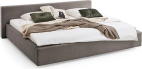 Taupe čalouněná dvoulůžková postel s úložným prostorem s roštem 200x240 cm Cube – Meise Möbel