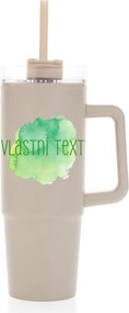 Personalizovaná cestovní termoska s průhledným víčkem s barevnou skvrnou