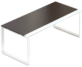 Stůl Creator 200 x 90 cm, bílá podnož, 2 nohy, wenge