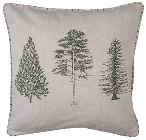 Béžový povlak na polštář se vzorem jehličnatých stromů Natural Pine Trees – 40x40 cm