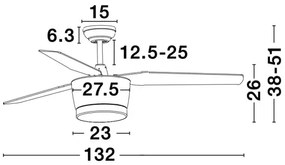 Stropní ventilátor Monsoon 13.2 bílé s dálkovým ovládáním
