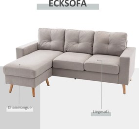 HOMCOM Rohová sedací souprava Rohová sedací souprava ve tvaru L, rohová sedací souprava, sedací souprava s lehátkem pro 3 osoby, látková sedačka do o…