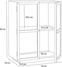 Závěsná vitrína v dekoru dubu v přírodní barvě 70x90x39 cm Mae – Hübsch