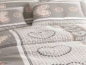 Krepové povlečení HEART RETRO POLY šedé Rozměr povlečení: 2 ks 70 x 90 cm | 200 x 220 cm