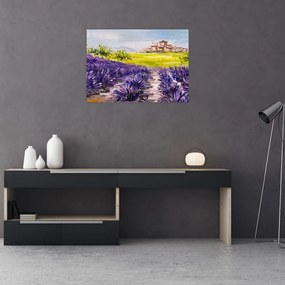 Skleněný obraz - Provance, Francie, olejomalba (70x50 cm)
