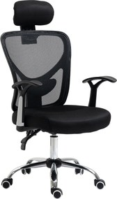 Ergonomická kancelářská židle Vinsetto s mřížkovým potahem, nastavitelnou výškou, sklopnou funkcí, nastavitelnou opěrkou hlavy a bederní oporou 62x67x