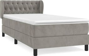 Box spring postel s matrací světle šedá 90x200 cm samet 3127649