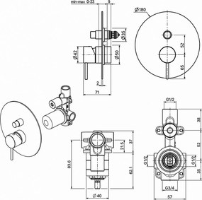 Sapho Ultramix sprchová baterie podomítková 2 výstupy černá matná chrom UT042BC