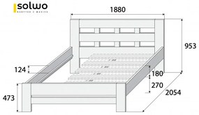 Masivní postel TAMARA - Solwo Design Dřevo a odstín oleje: BUK Cink - Olejování přírodní, Rozměr spací plochy: 160x200