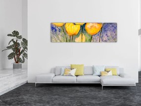 Obraz - Žluté tulipány (170x50 cm)