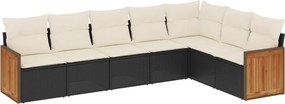 7dílná zahradní sedací souprava s poduškami černá polyratan 3260110