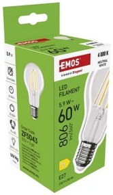 Emos lighting LED žárovka Filament A60 / E27 / 5,9 W (60 W) / 806 lm / neutrální bílá 1525733498