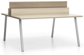 PLAN Kancelářský psací stůl DOUBLE LAYERS, s přepážkami, dub přírodní / dub mořený