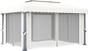 Altán se závěsy a světelnými LED řetězy 4 x 3 m krémově bílý 3070353