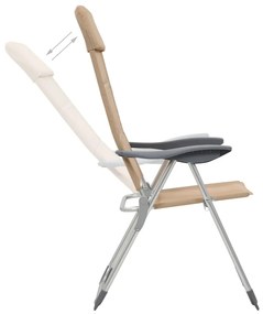 Kempingové židle 2 ks krémové 58 x 69 x 111 cm hliník,  44314