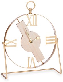 Stolní hodiny na komodu s kostkovaným ciferníkem a zlatými ručičky, 18,5 x 25,5 cm