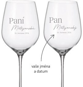 Dekorant Svatební sklenice na bílé víno PAN A PANÍ 480 ml 2KS