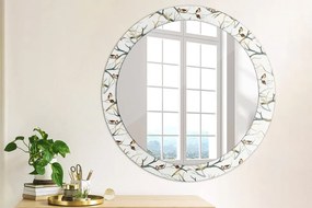 Kulaté dekorativní zrcadlo Větve vrabců ptáků fi 80 cm