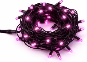 Easy fix LED světelný řetěz, 5 m, venkovní, růžový, 50 diod, černý kabel, IP67