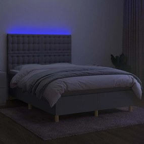 Box spring postel s matrací a LED světle šedá 140x190 cm textil 3135749