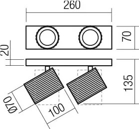 Redo group Redo Delphi, zlaté spotové svítidlo, 2x7W GU10, 26x7cm, výška 13,5cm