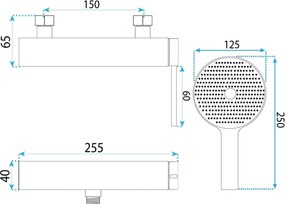 Rea Rivo, nástěnná sprchová baterie s ruční sprchovou soupravou, černá matná, REA-B9327