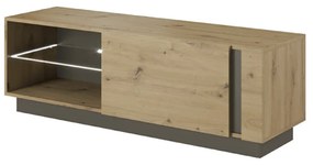 TV stolek CITY — 138,1x40x45,5, dub artisan/šedý grafit Kondela