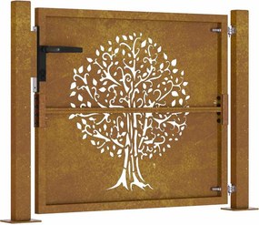 Zahradní branka 100 x 75 cm z cortenové oceli, design stromu 153160