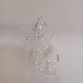 Skleněný anděl 7 × 11 cm čiré sklo
