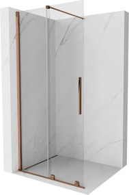 Mexen Velar, posuvné dveře do otvoru typ Walk-In 120 cm, 8mm čiré sklo, růžové zlato, 871-120-000-03-60