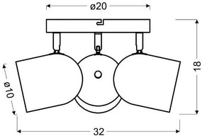 Stropní lampa 3xE27 šedá 32cm AZURO