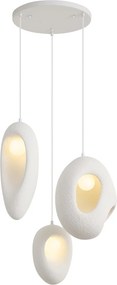 Japandi závěsná lampa bílá s organickým stínidlem, 3 světla - Moonstone