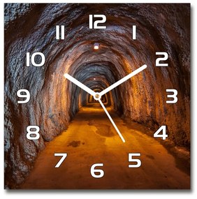 Wallmuralia Skleněné hodiny čtverec Podvodní tunel 30x30 cm