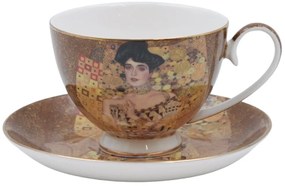 HOME ELEMENTS Porcelánový šálek 250 ml, s podšálkem, Klimt Adele