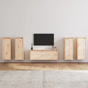 vidaXL TV skříňky 5 ks masivní borové dřevo [3100214] Barva: Bílá