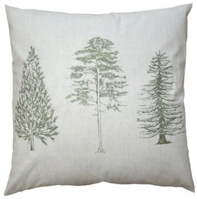 Béžový povlak na polštář se vzorem jehličnatých stromů Natural Pine Trees – 45x45 cm
