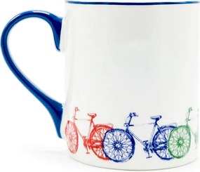 Porcelánový hrnek Na kole, 280 ml – bílý, s barevnými bicykly